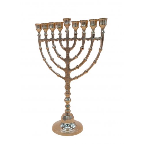 Large Brass Color Chanukah Menorah, Spheres Design - 15 Inches ...