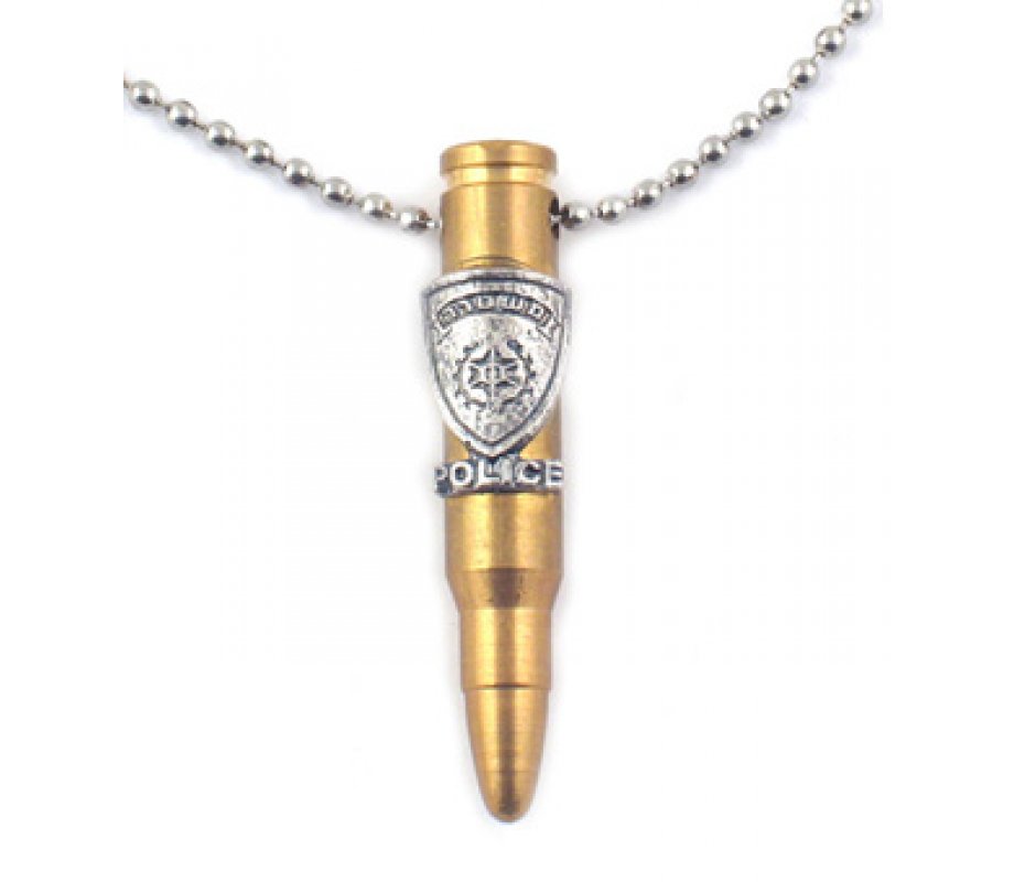 Necklace with Bronze M-16 Rifle Bullet Pendant and Israeli Police ...