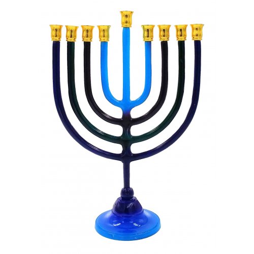 Shades of Blue and Purple Chanukah Menorah with Stem Aluminum - For ...