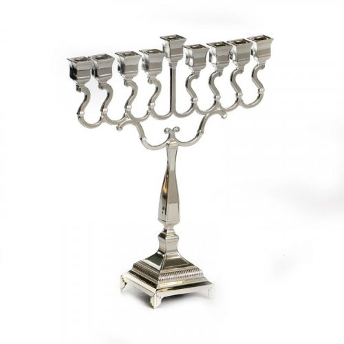 Silver Plated Chanukah Menorah with Swirls, Square Design - 8.6" Height ...