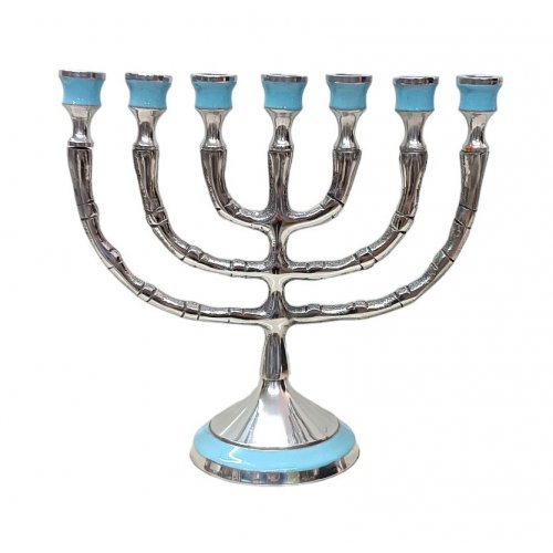 Small Gold Metal 7-Branch Menorah with 12 Tribes Symbols - Choice of ...