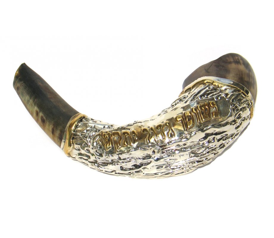 Sterling Silver plated Shofar with Gold | aJudaica.com