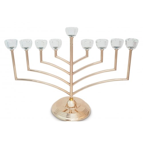 Tall Chanukah Menorah with Angular Branches and Glass Holders - 14 ...