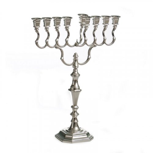Tall Silver Plated Chanukah Menorah with Swirls, Smooth Finish - 15.7 ...